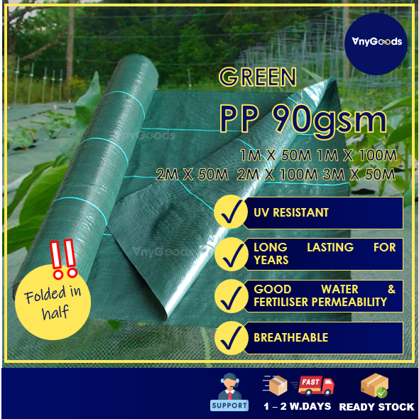 [Green Color] [50M / 100M Roll] 1M/2M/3M 90gsm AnyGoods Weeds Control ...