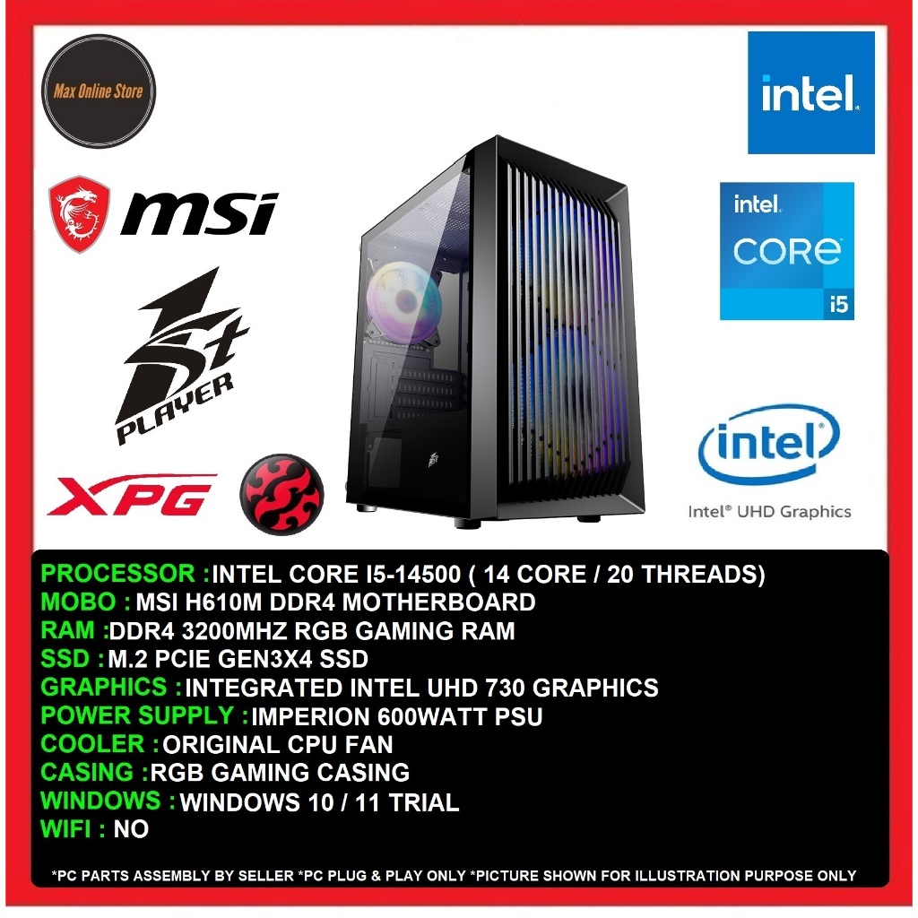 Office Value PC Desktop Intel Core i5-14500/8GB/16GB/256GB SSD/512GB ...