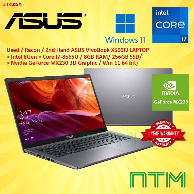 #1436 Used ASUS X509FJ Notebok INTEL 8th Gen Core I7-8565U 8GB RAM ...