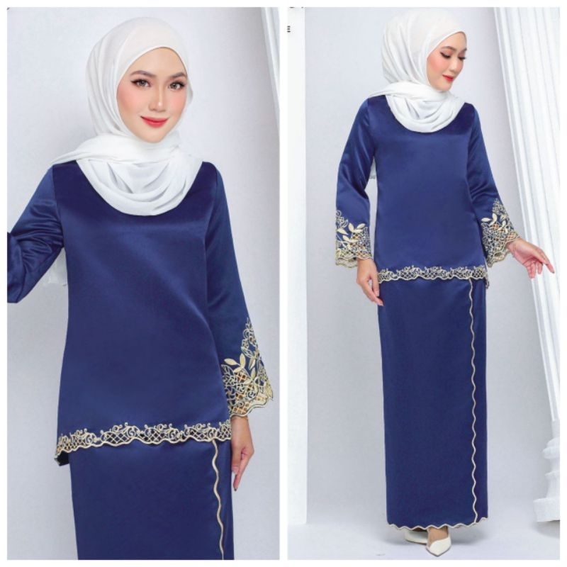 Kurung Satin Sulam Eksklusif Qamar. 1252 Qamar Kurung Moden Satin Fishtail. Kurung Kedah! Baju ...