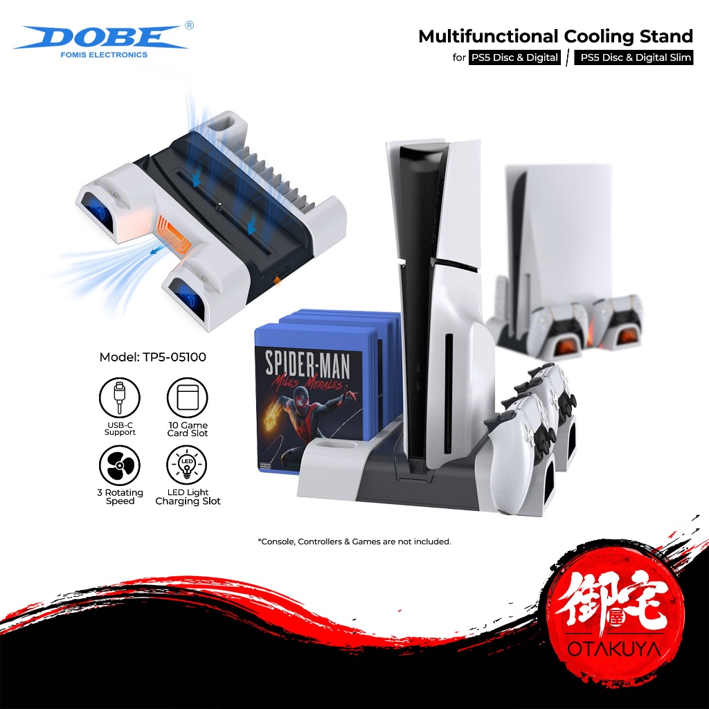 DOBE PS5 Fat/PS5 Slim Disc Digital Multi Functional Cooling Stand ...