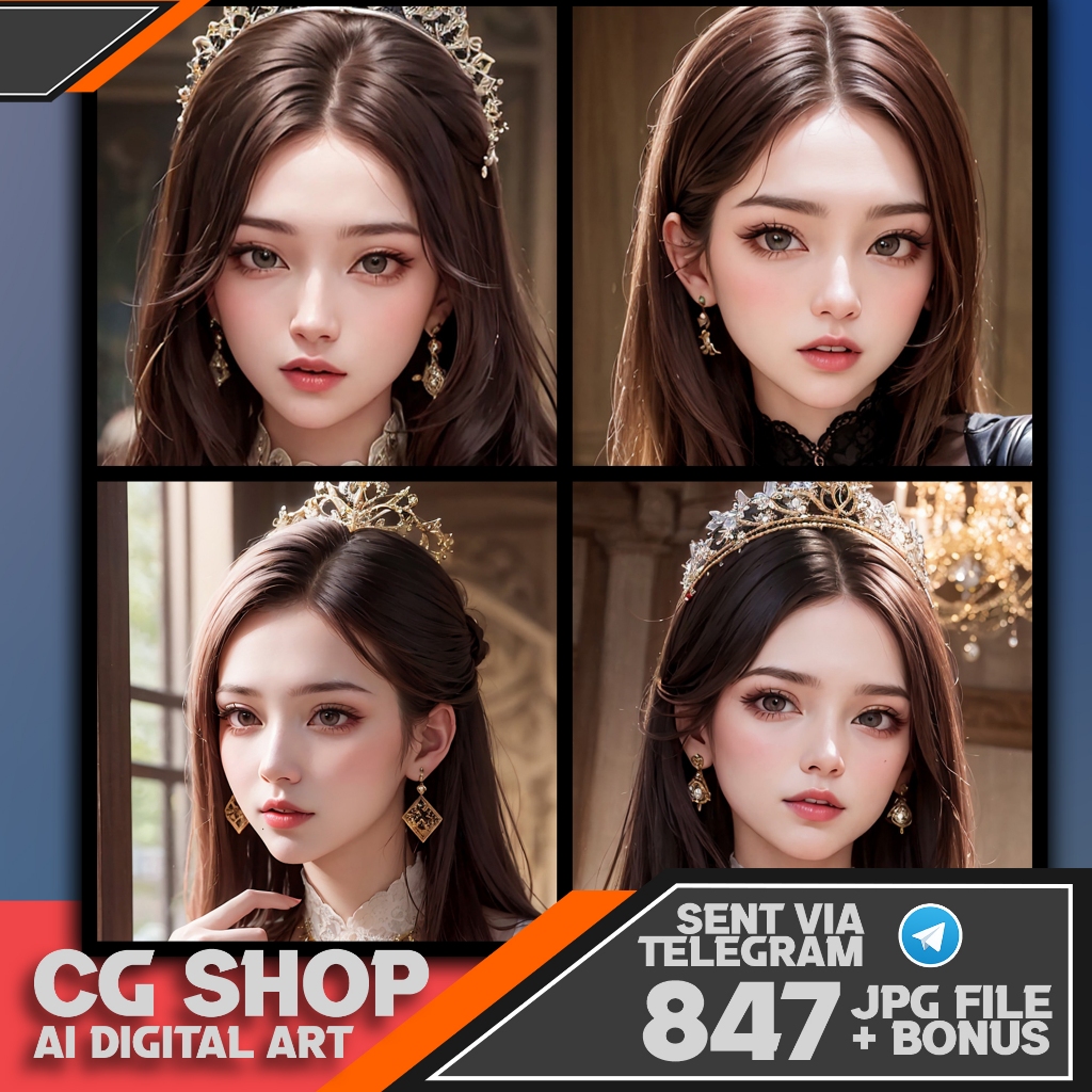 C-WP66 Ai Art Digital Wallpaper Pack Bundle - 847 Photo Princess Themed Collection + Bonus Pack ...