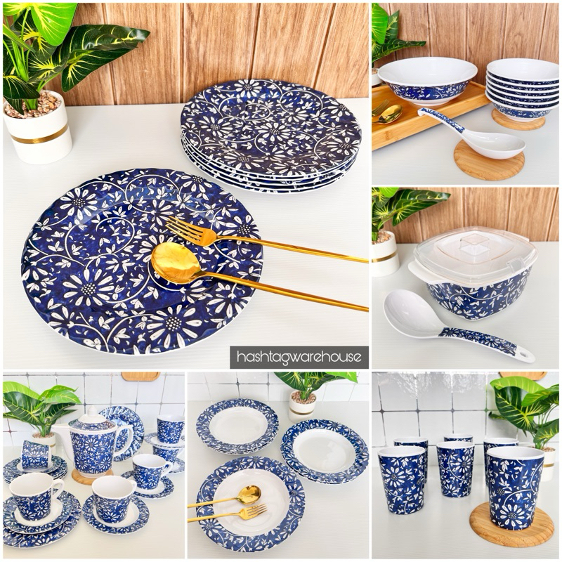 FULL DINING SET OCEAN BLUE 🌹 Plate / Bowl / Teapot / Cup & Saucer ...