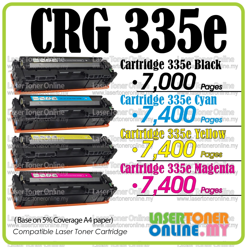 FULL SET Compatible to Canon Cartridge 335 335e CRG335 CRG335E for LBP841CDN LBP843CX LBP 841CDN ...