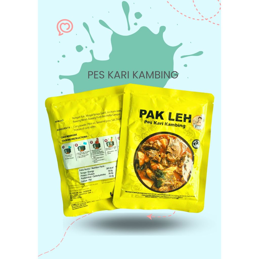 Pes Masakan Kari Kambing Pak Leh, Pes Kari Pedas, Kambing, 200gram ...