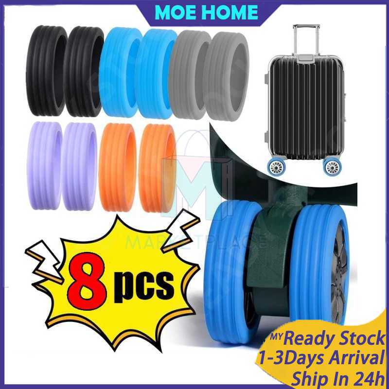 8Pcs/Set Anti-wear Luggage Wheels Protector Cover Elastic Silicone ...