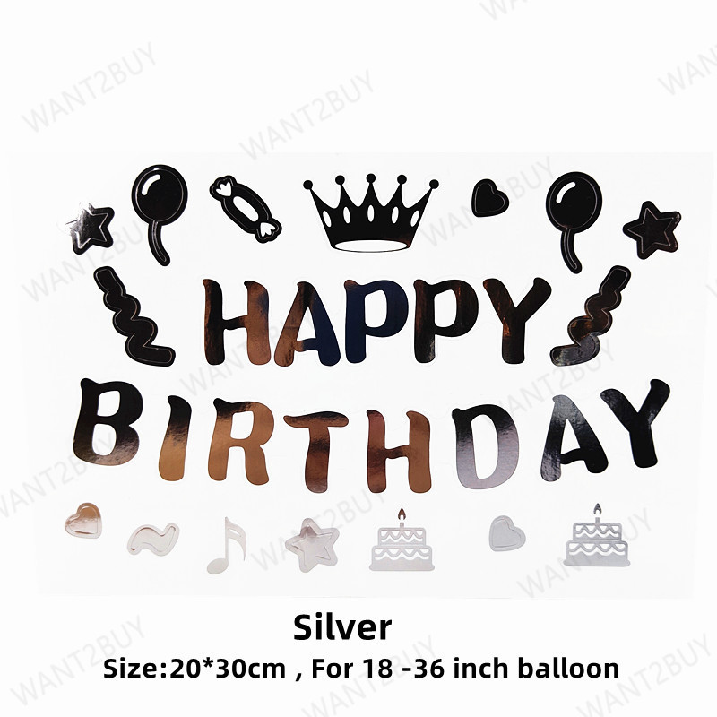 18-36 inch DIY Happy Birthday BOBO Balloon Belon Sticker Love You ...