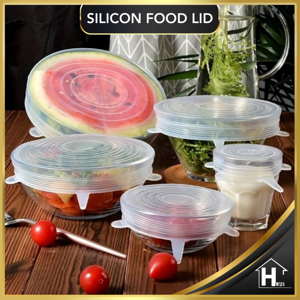 6 PCS SET Silicone Stretch Lids Elastic Cover Reusable Food Containers ...
