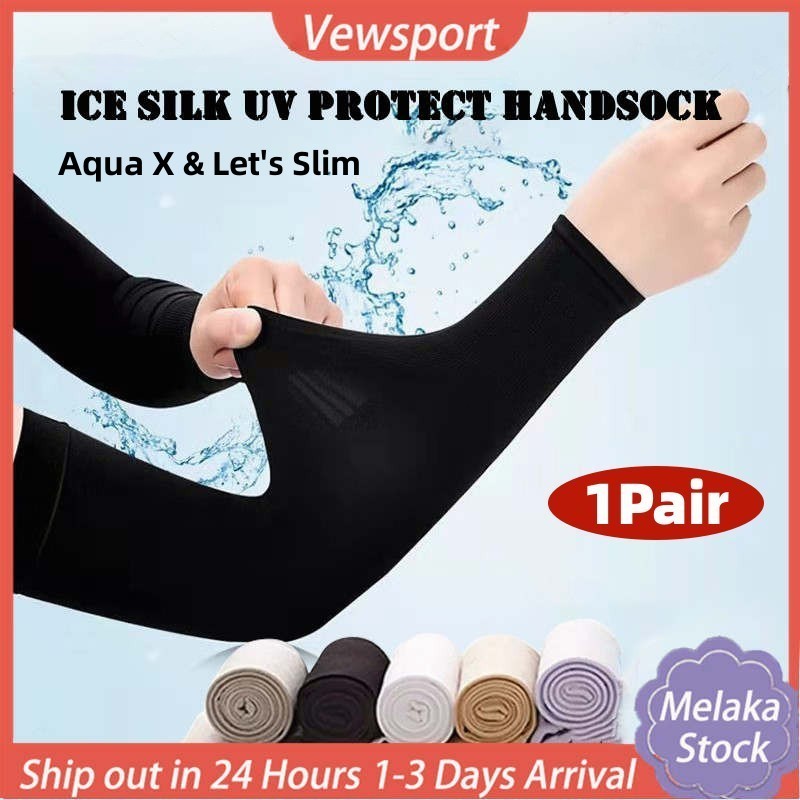 In Stock 2Pcs Ice Hand sock Outdoor Unisex Adjustable Ice Silk Sunscreen Sleeve Anti-UV Arm ...