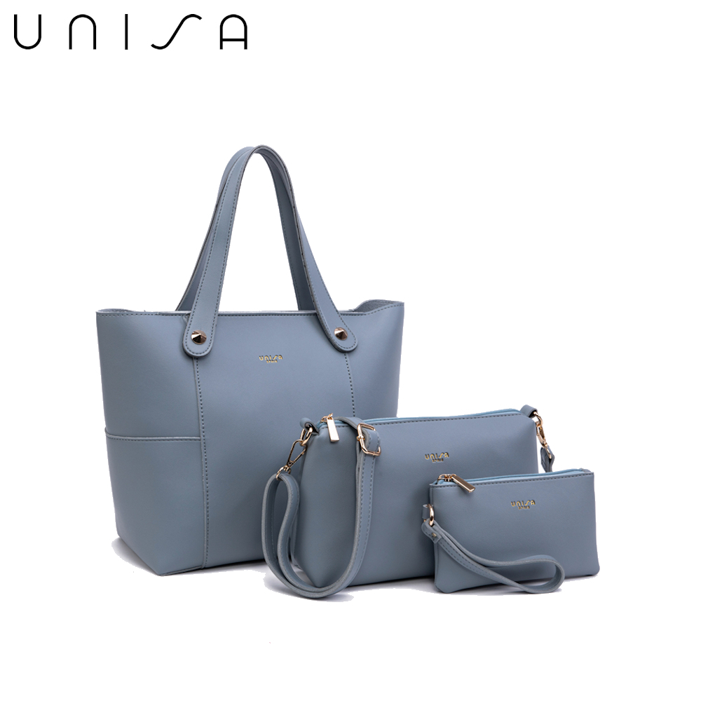 UNISA Faux Leather Shoulder Bag Set Of 3 (Black/Blue/Grey/Khaki/Maroon ...