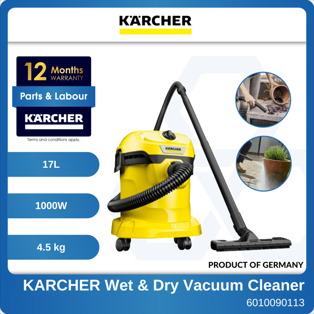 KARCHER WD3 V-17/4/20 Wet & Dry Karcher Vacuum Cleaner 1000W 240V 1.628-127.0 | Shopee Malaysia