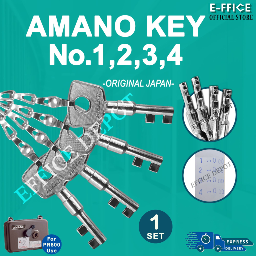 Effice Depot - ~4 AMANO KEYS~ No.1,2,3,4 for Amano Kunci PR-600 1234 ...