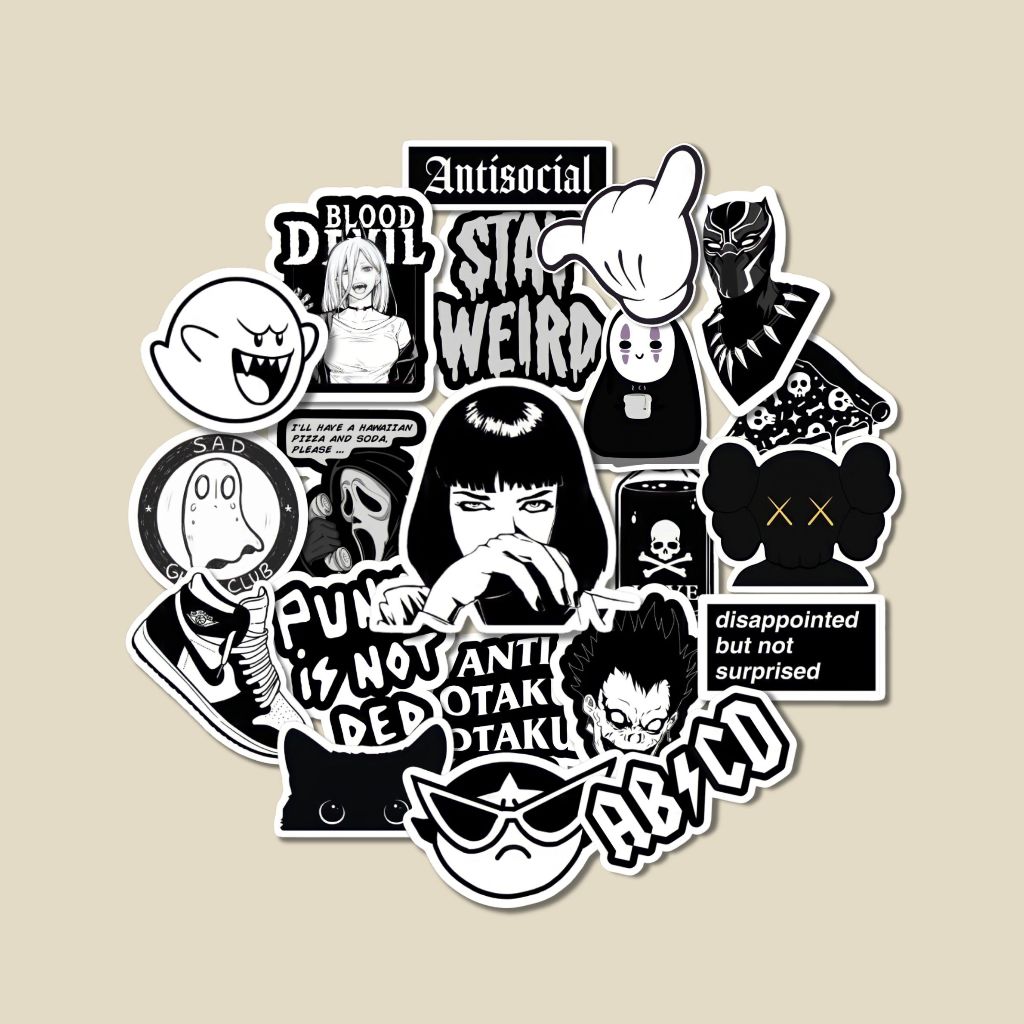 🔥READY STOCK🔥 Black And White Random Waterproof Glossy Sticker 🔥 Diary ...