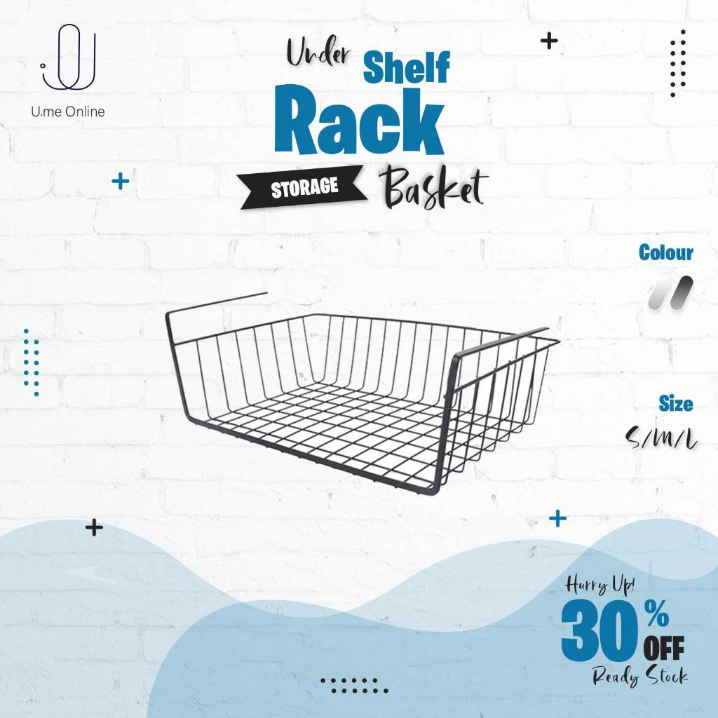 Under Shelf Basket Rack Storage Organizer Holder Kitchen Pantry Kitchen ...