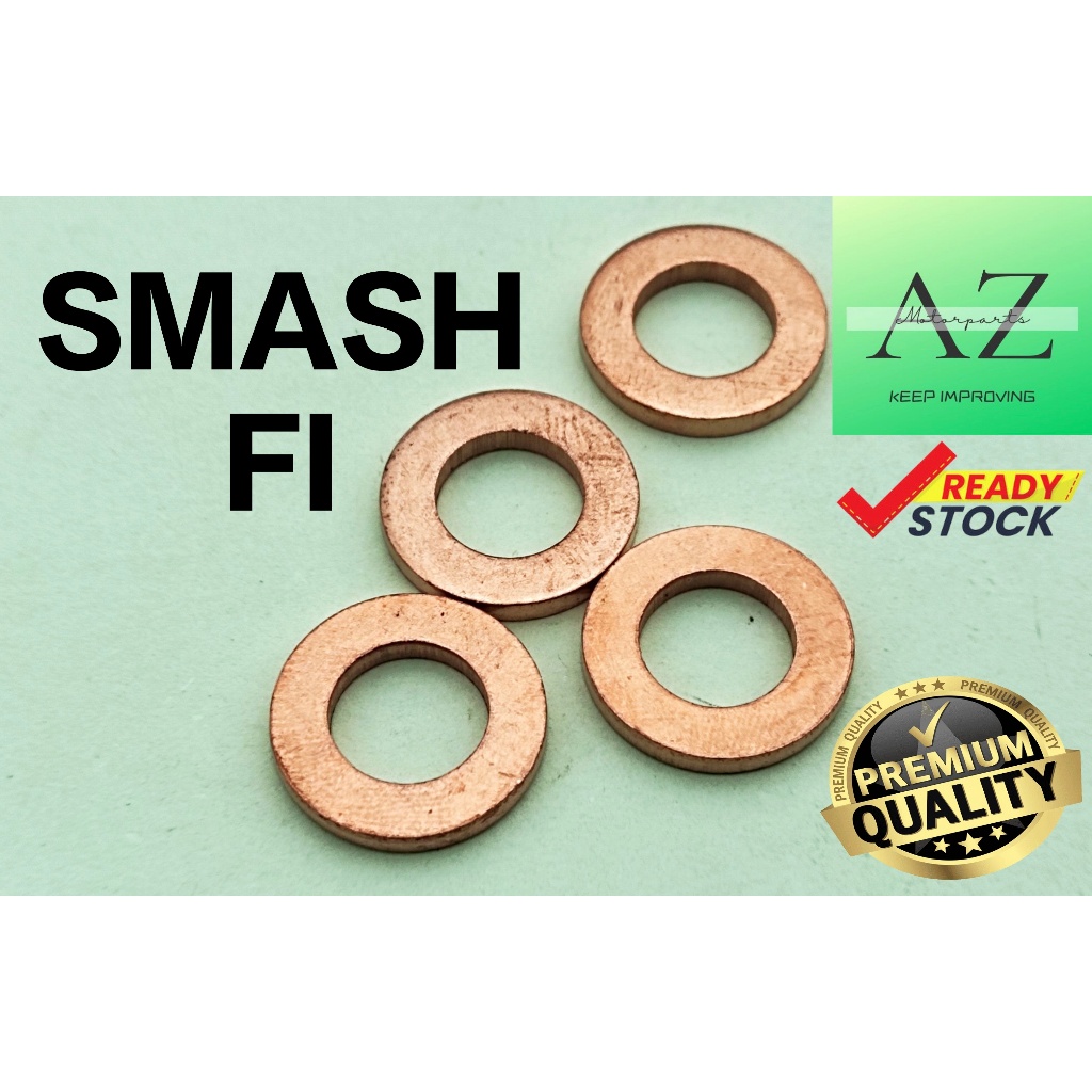 SUZUKI SMASH FI NUT HEAD BLOCK WASHER / HEAD COPPER WASHER ( 4 BIJI ...