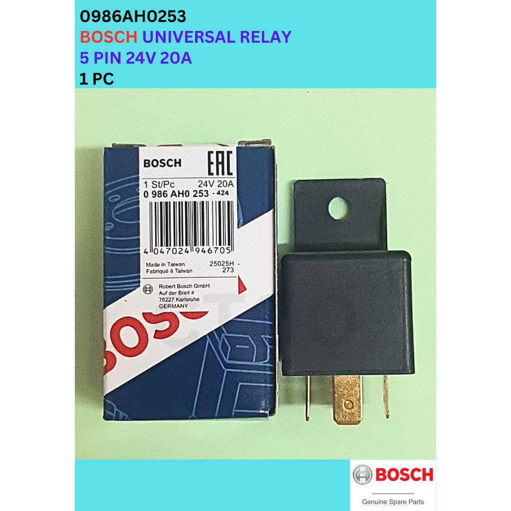 100% GENUINE BOSCH Universal Automotive Car, Lorry & Truck Relay 5 Pin 24V 20A [ 0986AH0253 ...