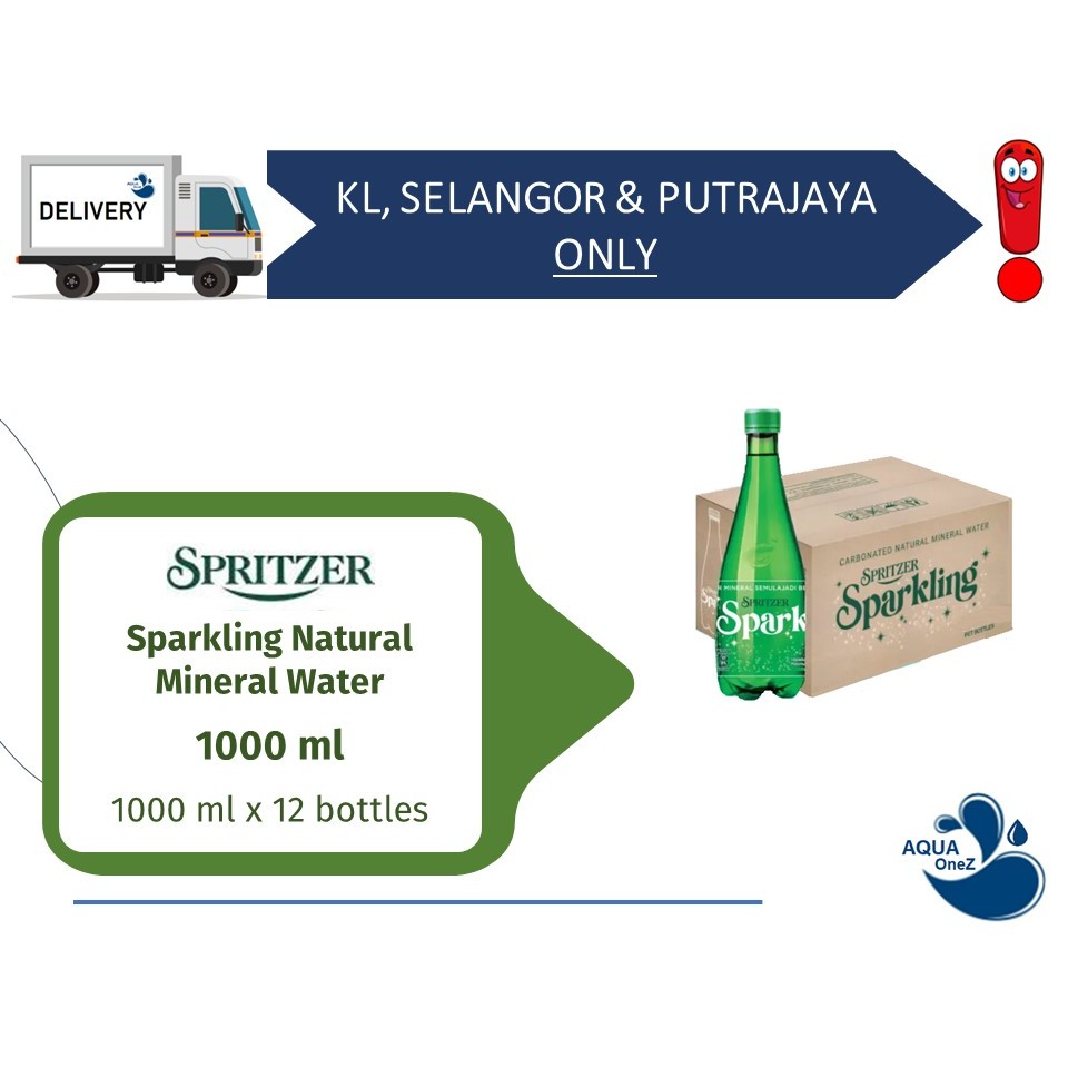 Spritzer Sparkling Natural Mineral Water 1000ml x 12 bottles | Shopee Malaysia