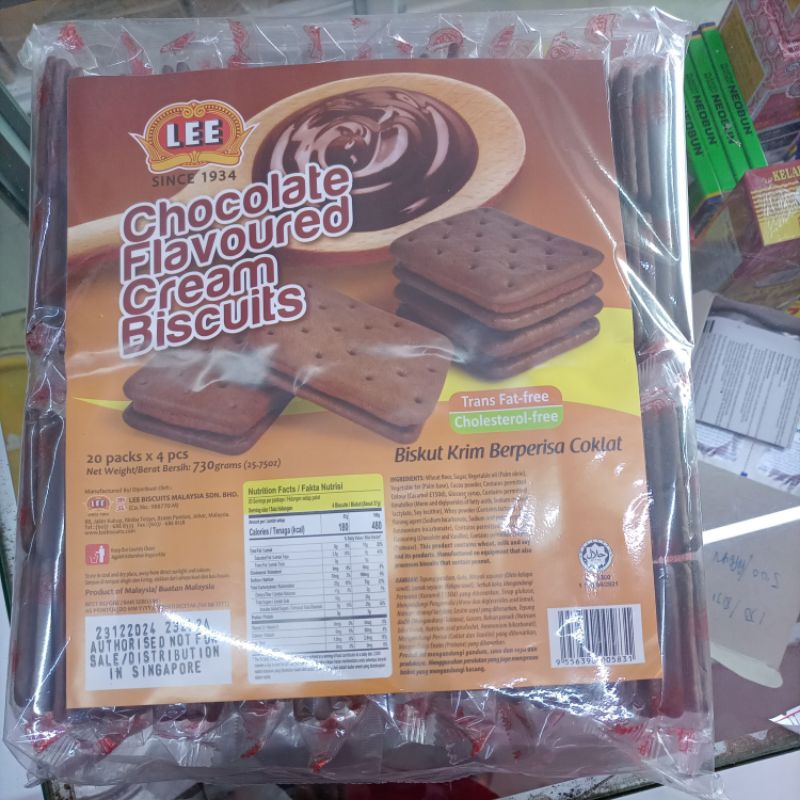 LEE CHOCOLATE FLAVOURED CREAM BISCUITS (20 PACKSX4PCS) | Shopee Malaysia
