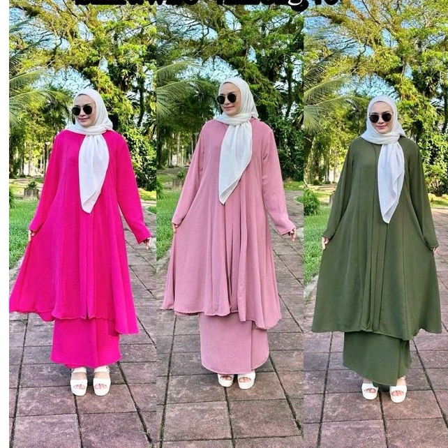 SET KEBAYA AMIRA PLAIN MATERIAL CEY CREPE / BAJU RAYA 2024 | Shopee ...