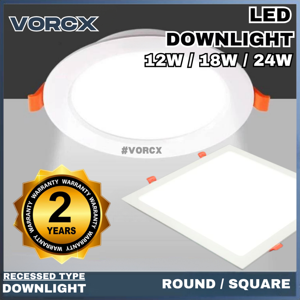 DLT LED Downlight 12W 18W 24W Recessed Lampu Siling Rumah Round Square ...