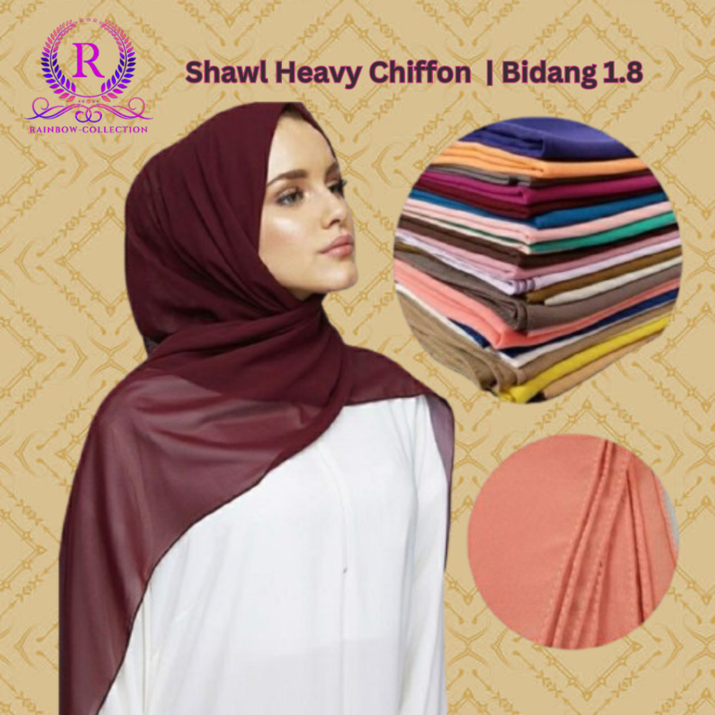 Shawl Heavy Chiffon Premium | Bidang 1.8 | Shopee Malaysia
