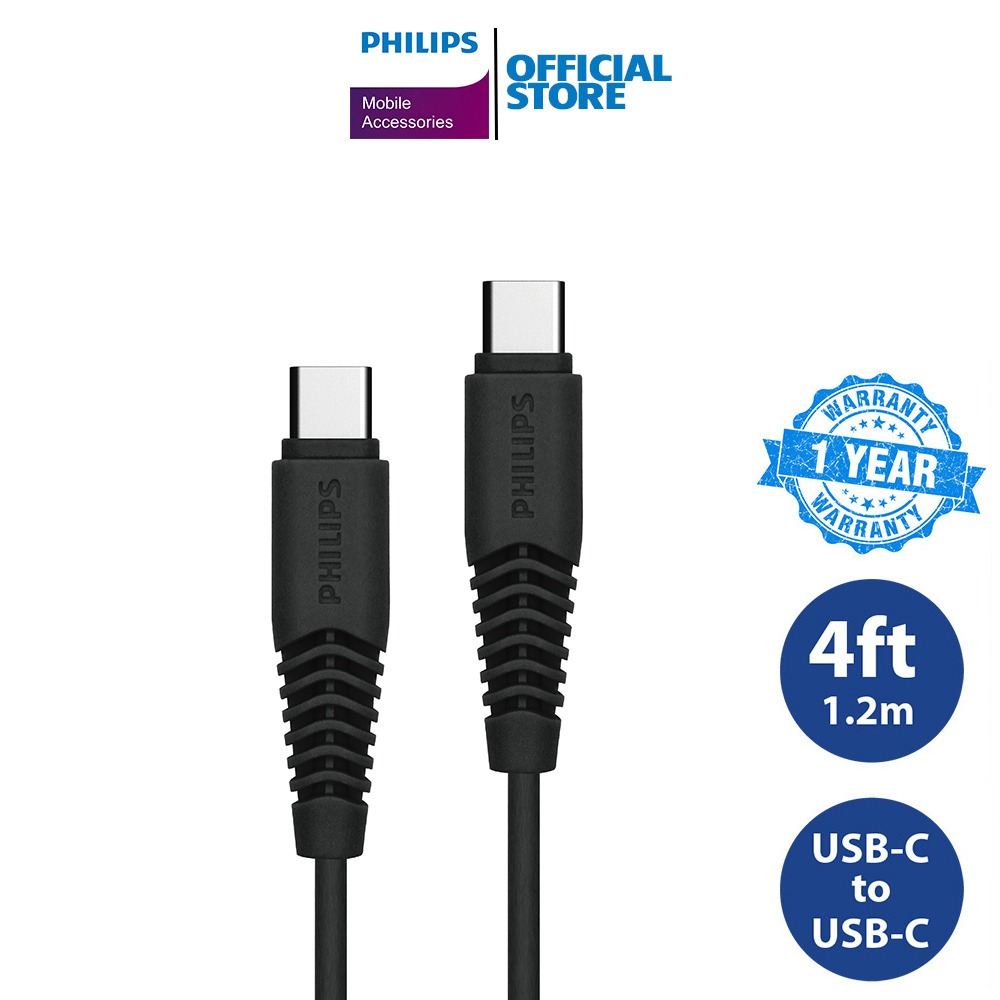 Philips USB Type-C To Type-C Charge And Sync Cable (1.2M) | Shopee Malaysia