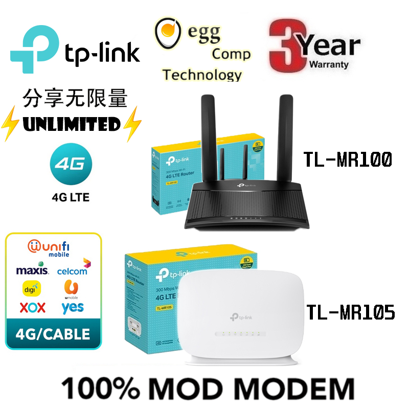 TP-Link UNLIMITED MR105 / MR100 4G LTE Router Sim Card Modem Wi-Fi ...