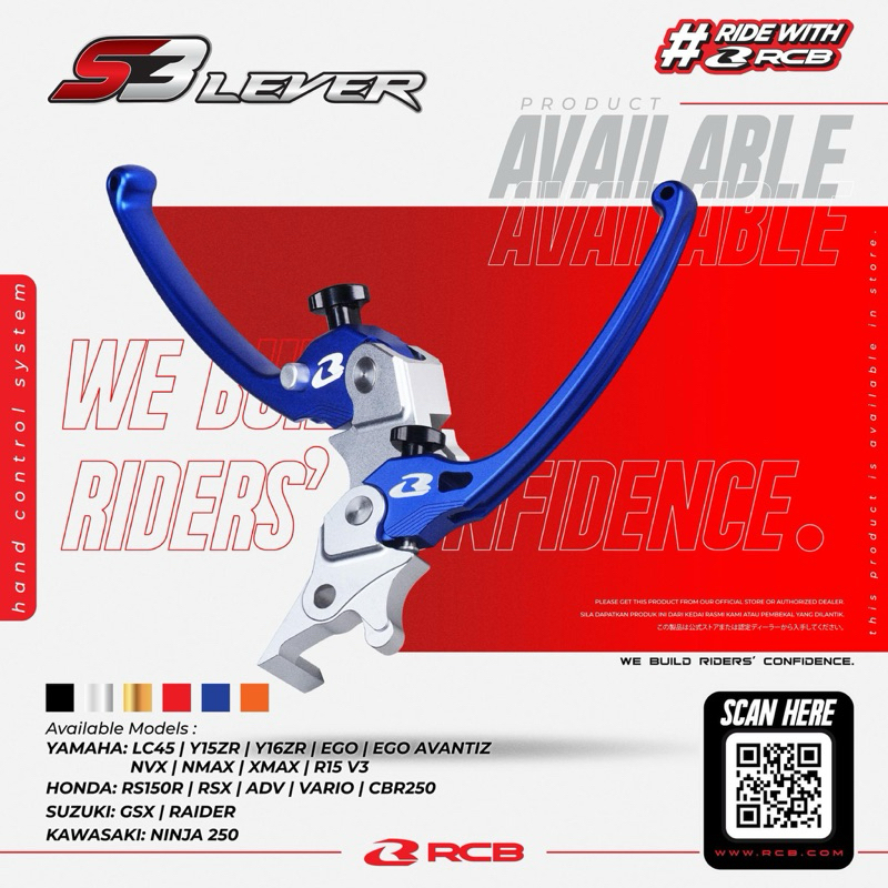 RCB S3 CNC ALLOY LEVER Y15ZR Y16ZR LC135 Y15 Y16 NVX XMAX R25 R15 NMAX XMAX250 FZ150 MT15 EGO ...