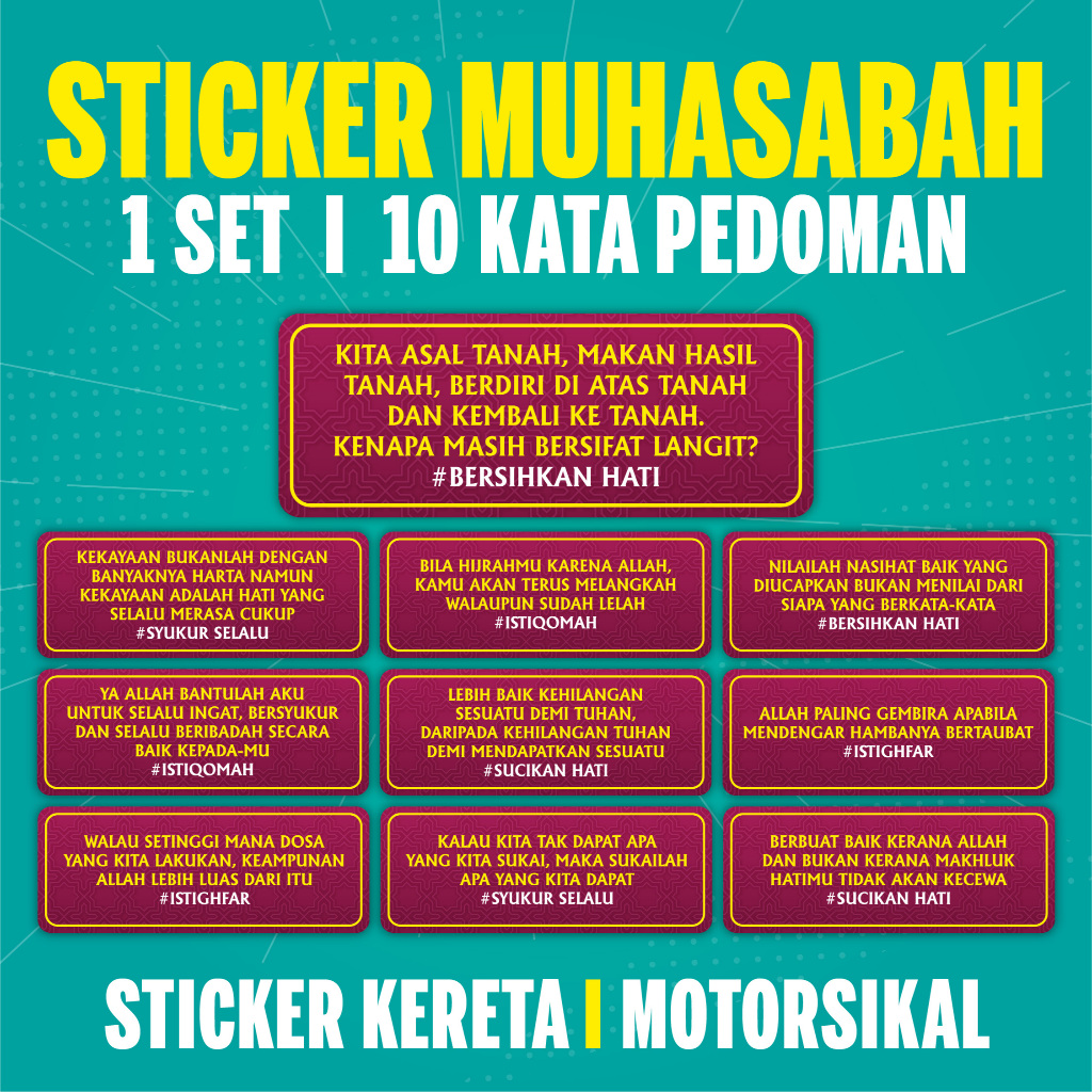 (10 UNIT) CAR STICKER I WHITE PP STICKER I PELEKAT DEEP I MOTIVASI ...
