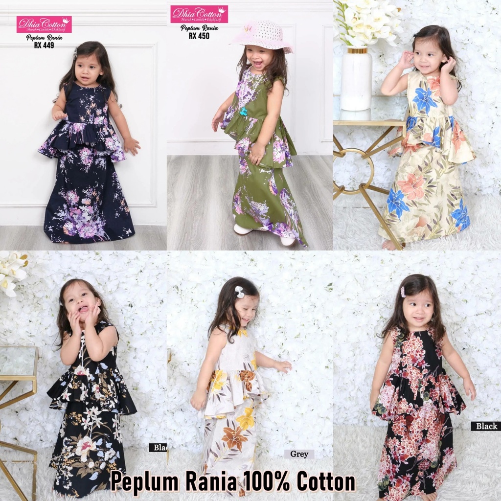 Koleksi Peplum Rania Kids Eksklusif BY DHIA COTTON RAYA 2024 - 100% ...