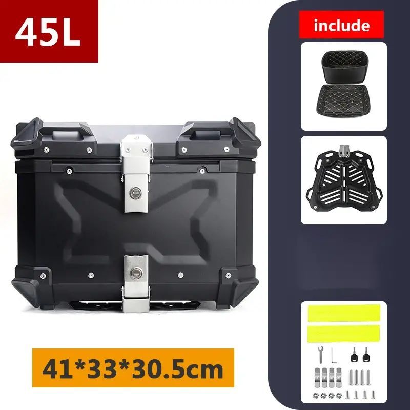 Motorcycle 45L Top Box Aluminum Motorcycle Trunk Box Motorcycle Rear ...