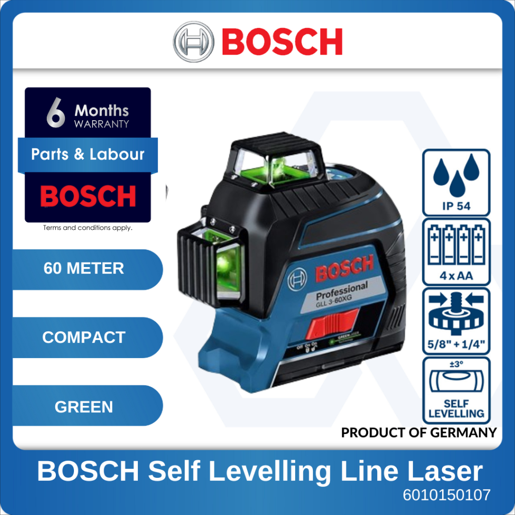 BOSCH 3 LINE 60 METER GREEN Laser Level 360°Rotary Indoor Outdoor Self ...