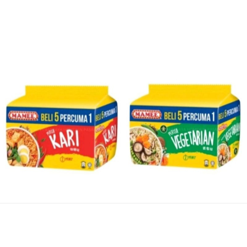 MAMEE NOODLES PERISA VEGETARIAN PERISA KARI(5×80g)Set of 2 packs[Sabah ...