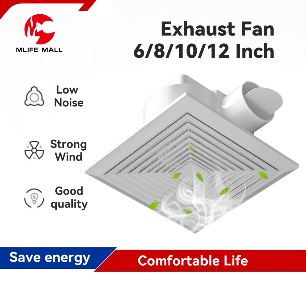 kipas ekzos 6/8/10/12 inch Household Silent Bathroom Shutter ...