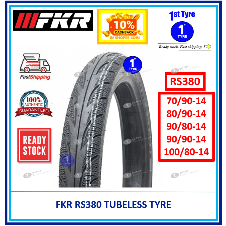 TAYAR FKR TUBELESS TYRE RS380 (MAXXIS DIAMOND) 70/90-14, 80/90-14, 90/ ...