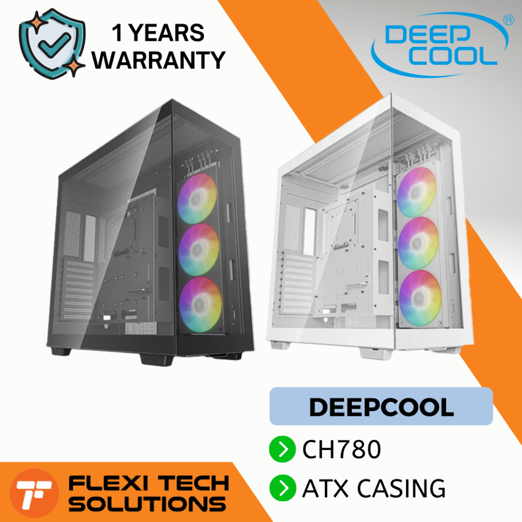 Flexi Tech DEEPCOOL CH780 ATX Case PC Desktop Casing - Black & White ...