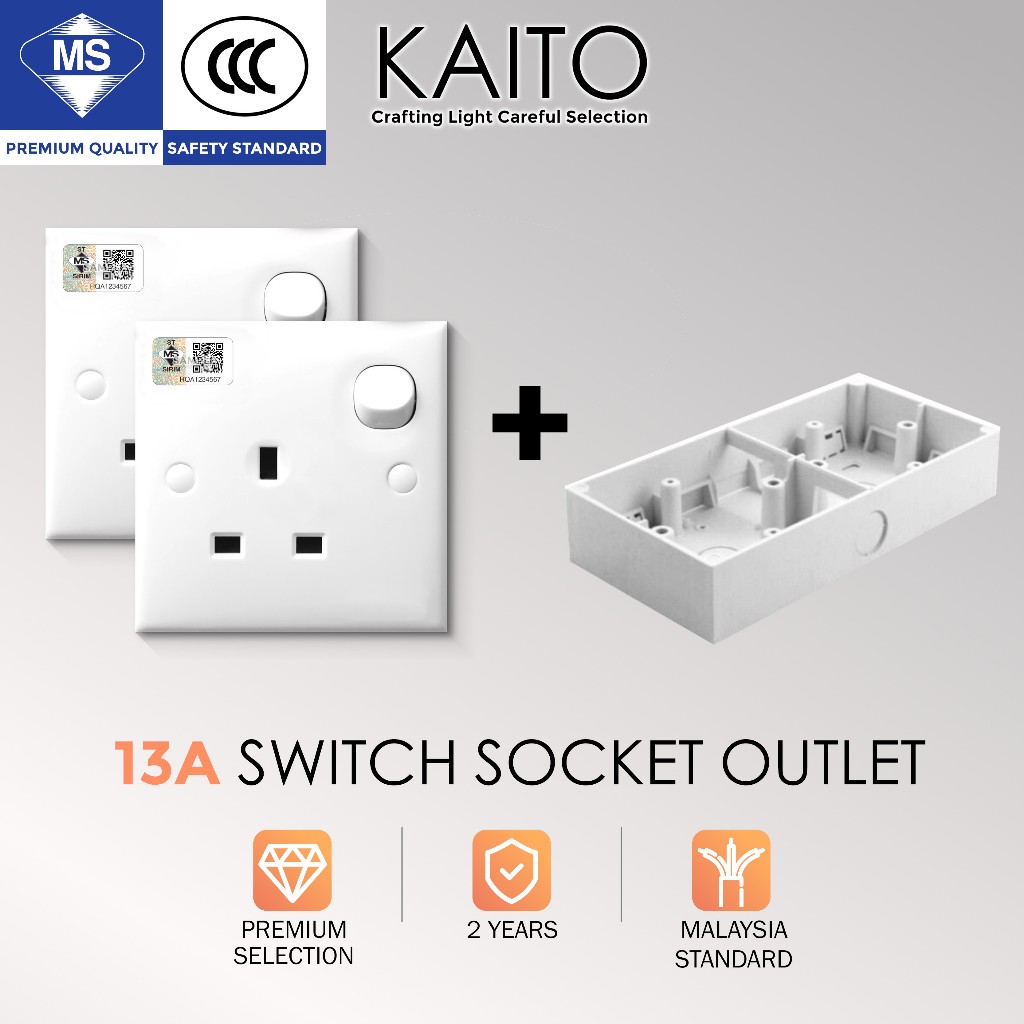 【SIRIM】 KAITO Power Wall Plug 13A Switch Socket Outlet Soket Plug 3 Pin ...