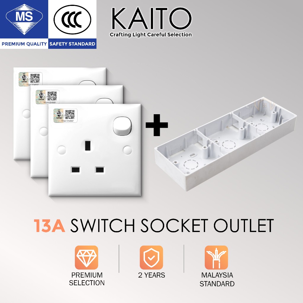 【SIRIM】 KAITO Power Wall Plug 13A Switch Socket Outlet Soket Plug 3 Pin ...