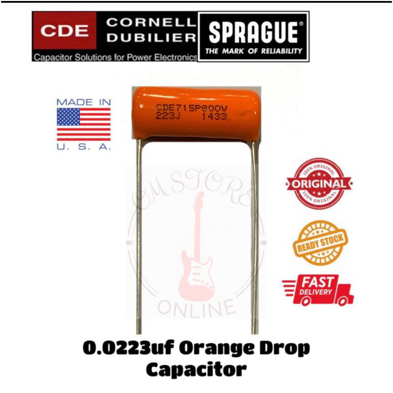 CDE/SBE Sprague 0.0223uf 223j Orange Drop Tone Capacitor. For Humbucker ...