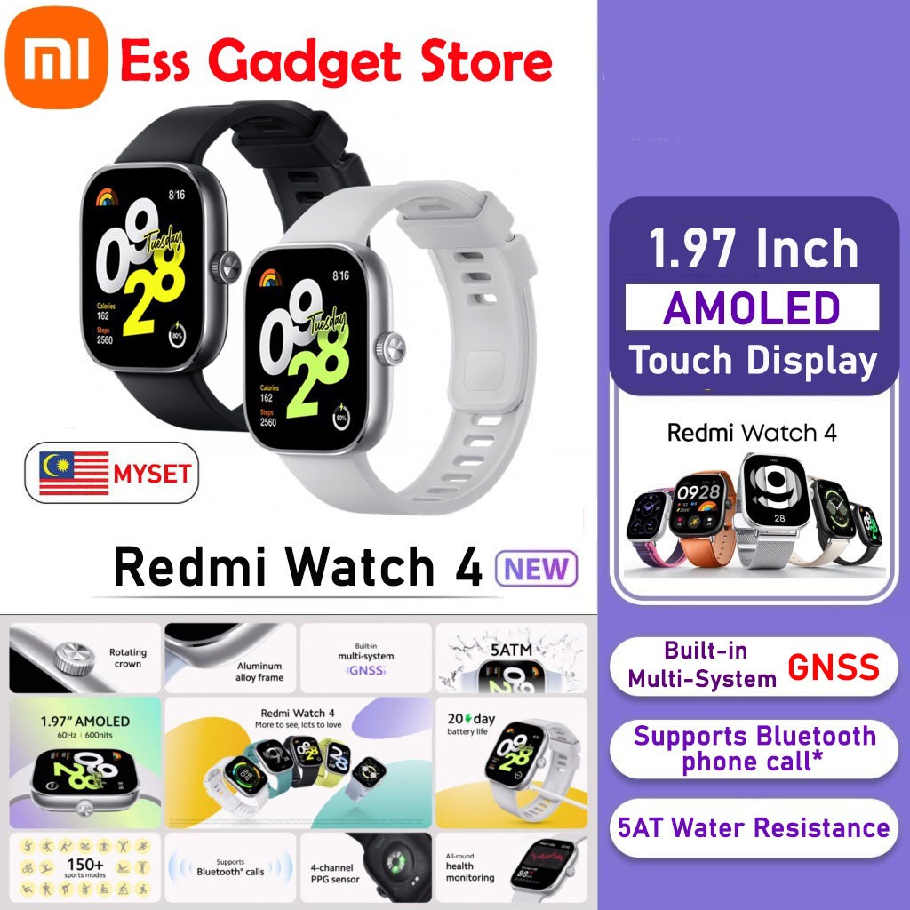 MYSET Xiaomi Redmi Watch 4 Smart watch 1.97” AMOLED Screen | 5ATM ...