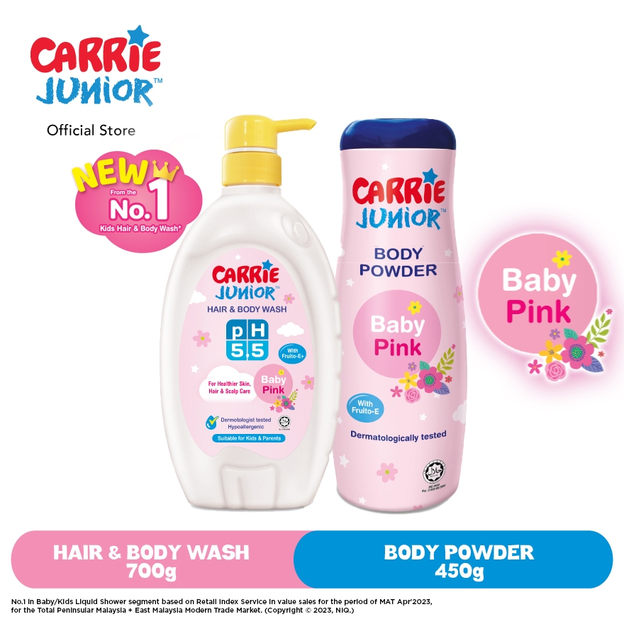 CARRIE Junior pH5.5 Hair & Body Wash 700G + Body Powder 450G Kids ...