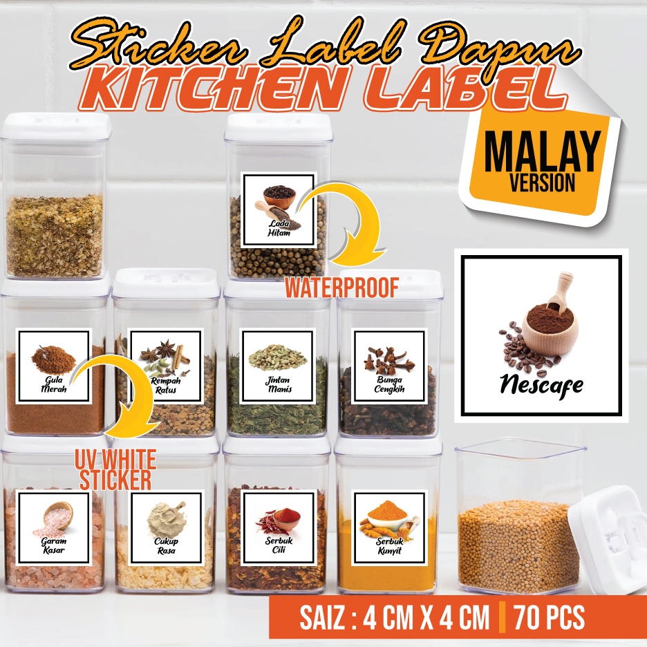 70pcs Sticker Label Dapur Bergambar | Shopee Malaysia