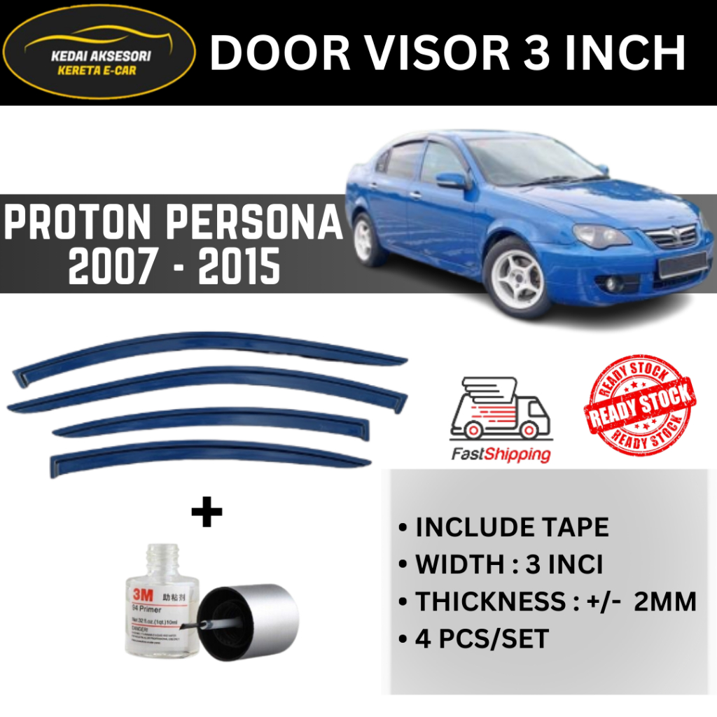 Proton Persona Old (2007-2015) Door Visor 3' Air Press Window style ...