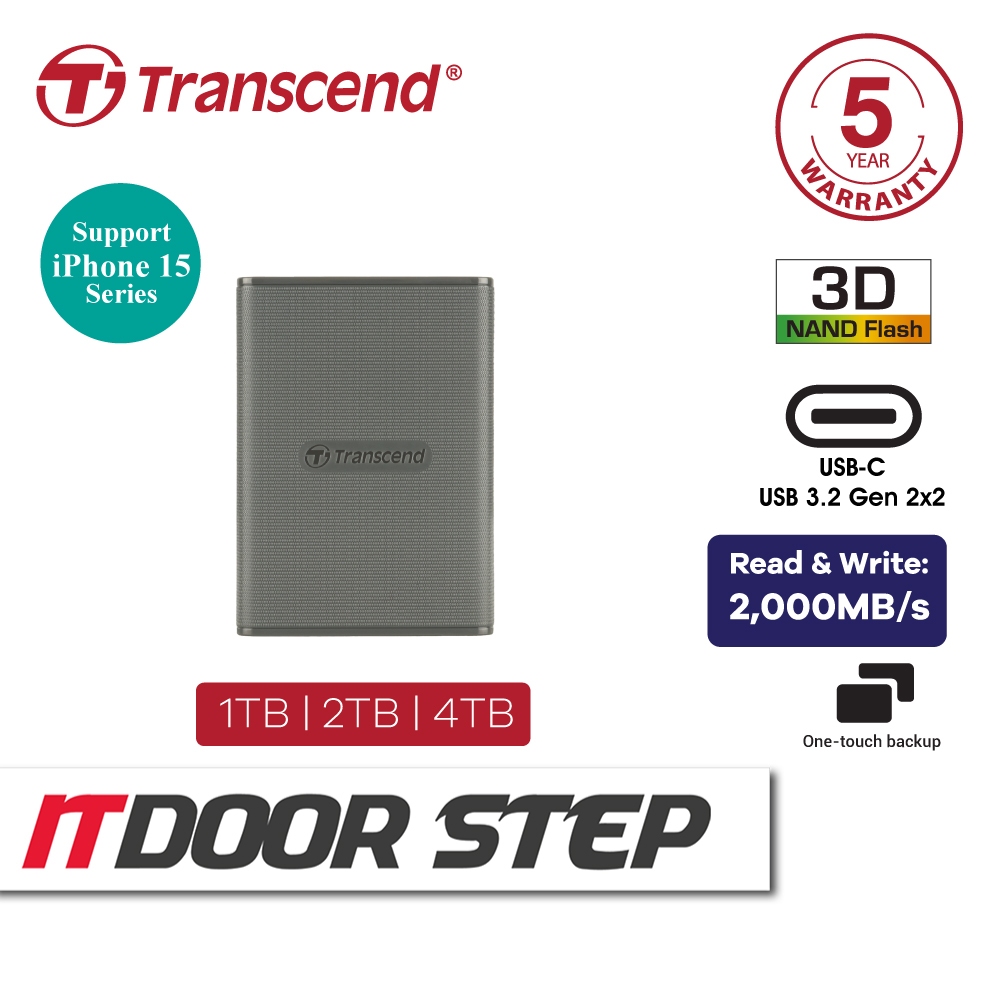 TRANSCEND ESD360C Portable SSD USB 3.2 Gen 2x2 Read & Write: 2,000 MB/s ...