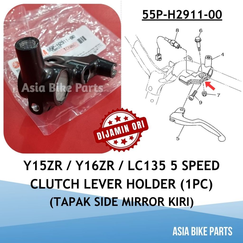 Yamaha Original Y15ZR / Y16ZR / LC135 5 Speed Clutch Lever Holder / Tapak Side Mirror belah Kiri ...