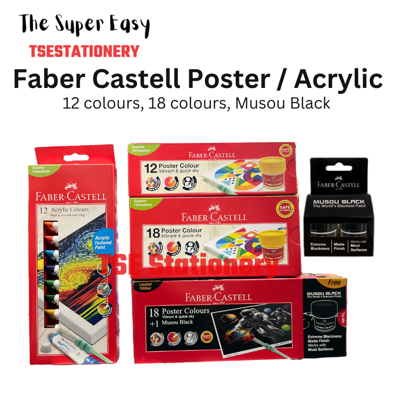 Faber-Castell Musou Black Poster / Acrylic Color 12 Colours /18 Colours ...