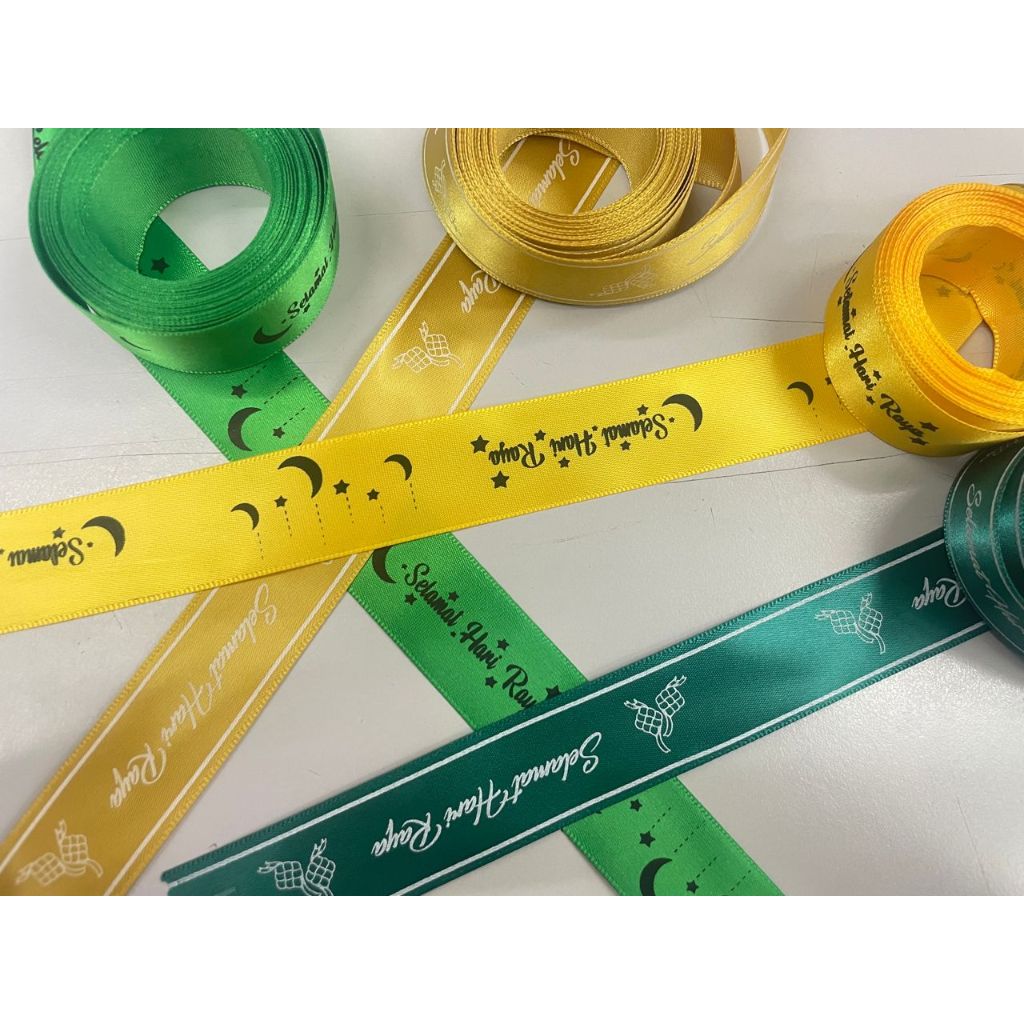 1inch/2024 Satin Reben Printed Raya/Ribbon hari raya Satin 5meter/Reben ...