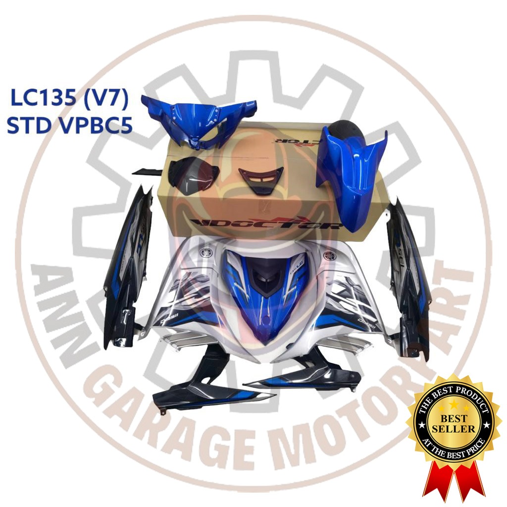 COVERSET BODYSET YAMAHA LC LC135 V6 V7 DR STD VPBC5 BIRU SILVER STRIPE ...