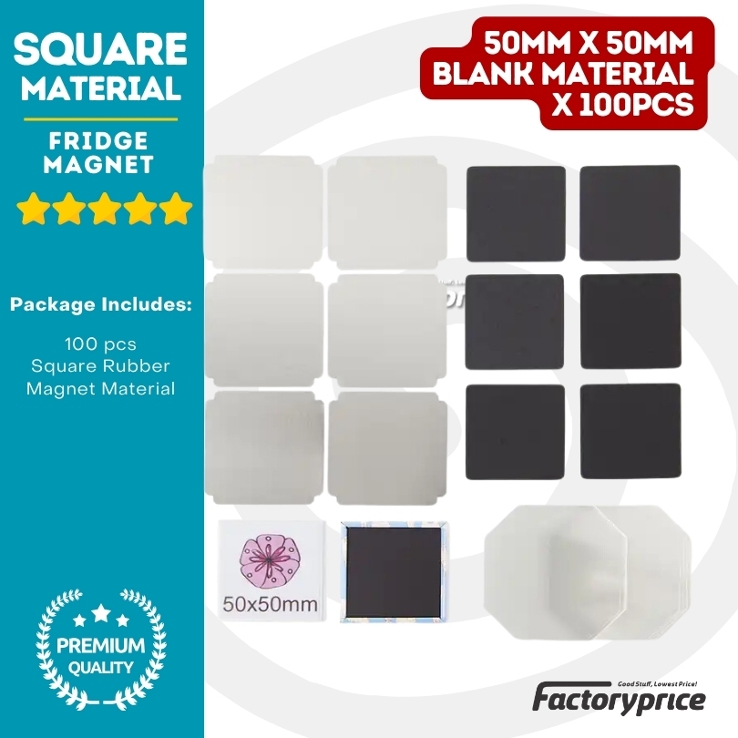 📢[ Ready Stock ] Square Fridge Magnet Button Badge Material- 50mm x ...