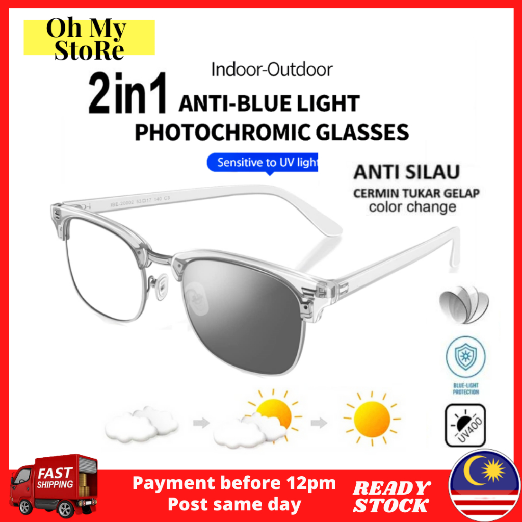 Anti Blue Light Ray Glasses Spec Tukar Warna Gelap Kaca Silau Laptop ...